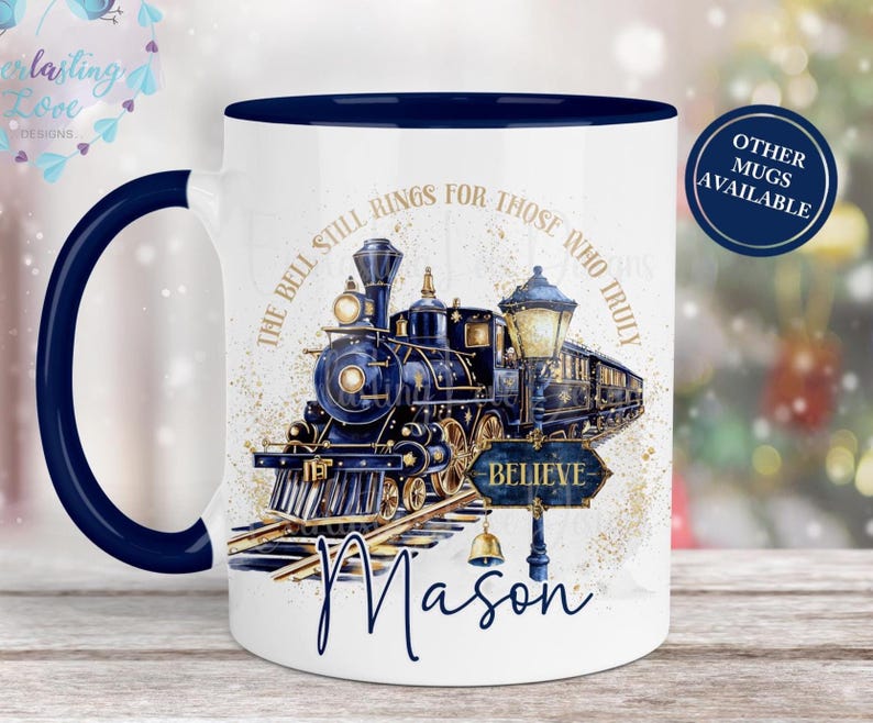 Personalised Christmas Express Mug, Unbreakable Mug, Polar Train Travel ...