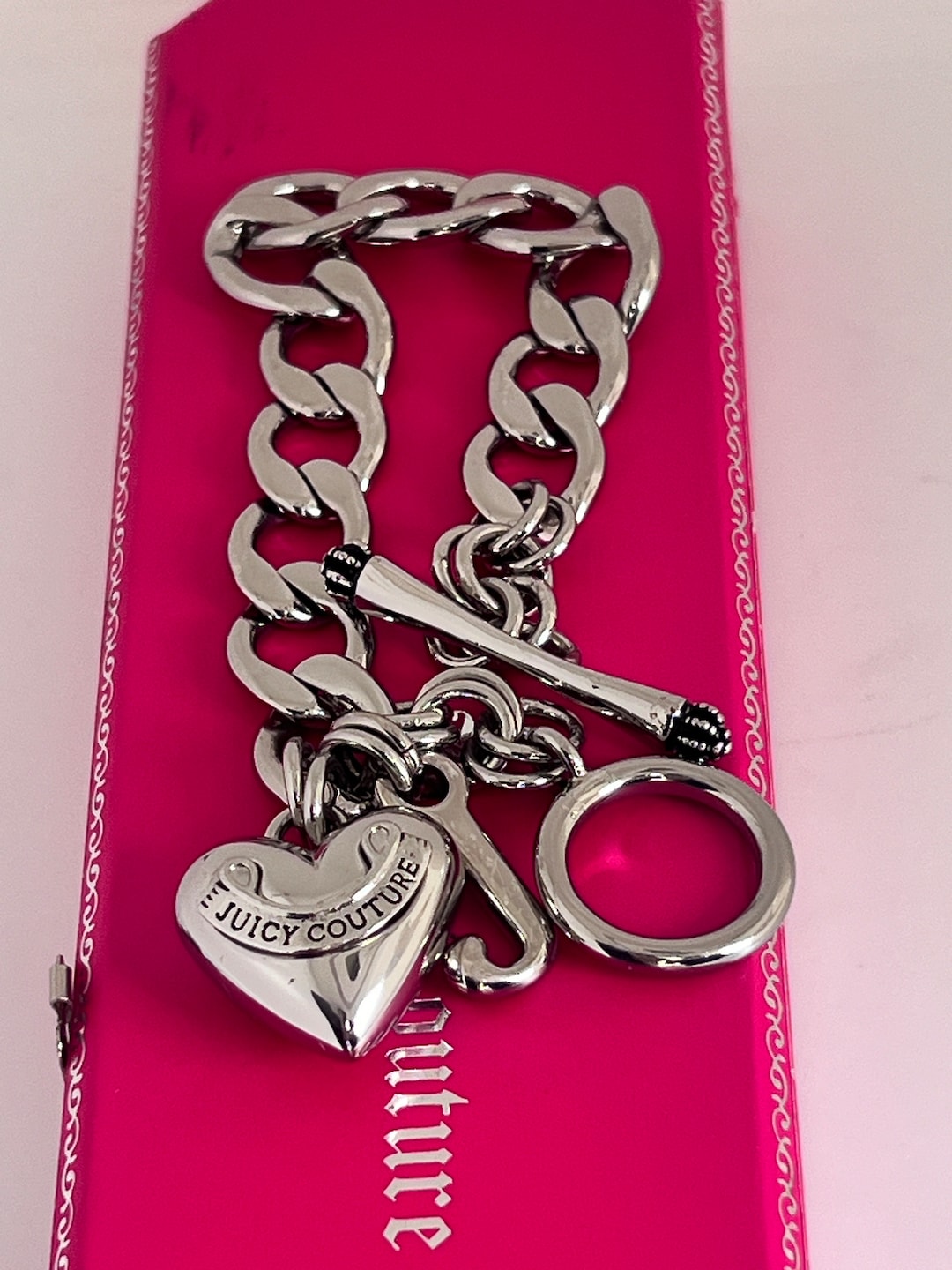 NEW Juicy Couture SILVER Puff Heart Charm Starter Bracelet 17DSB4 - Etsy