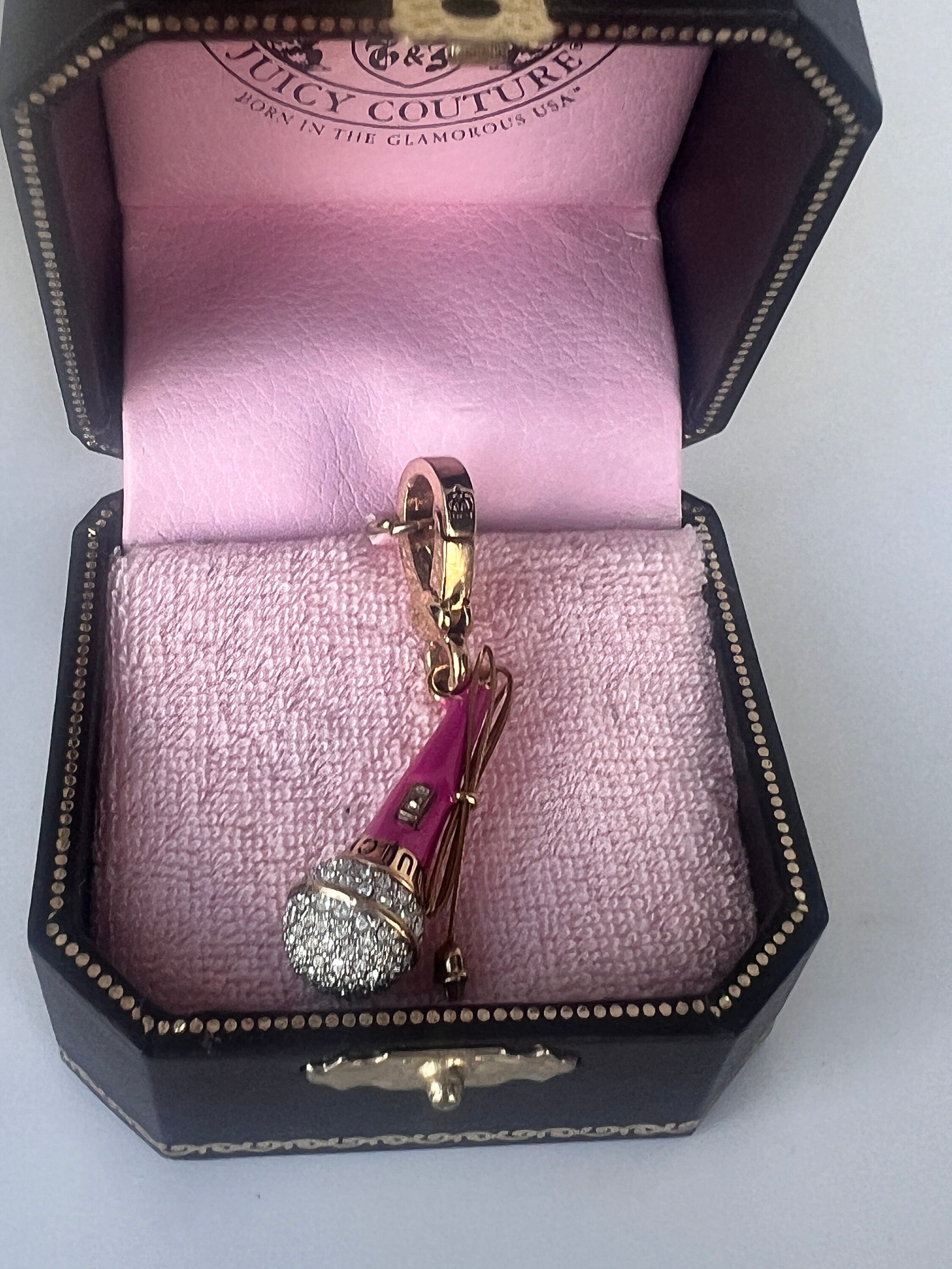 JUICY COUTURE Pave Pink Microphone Bracelet Charm NEW! - Etsy