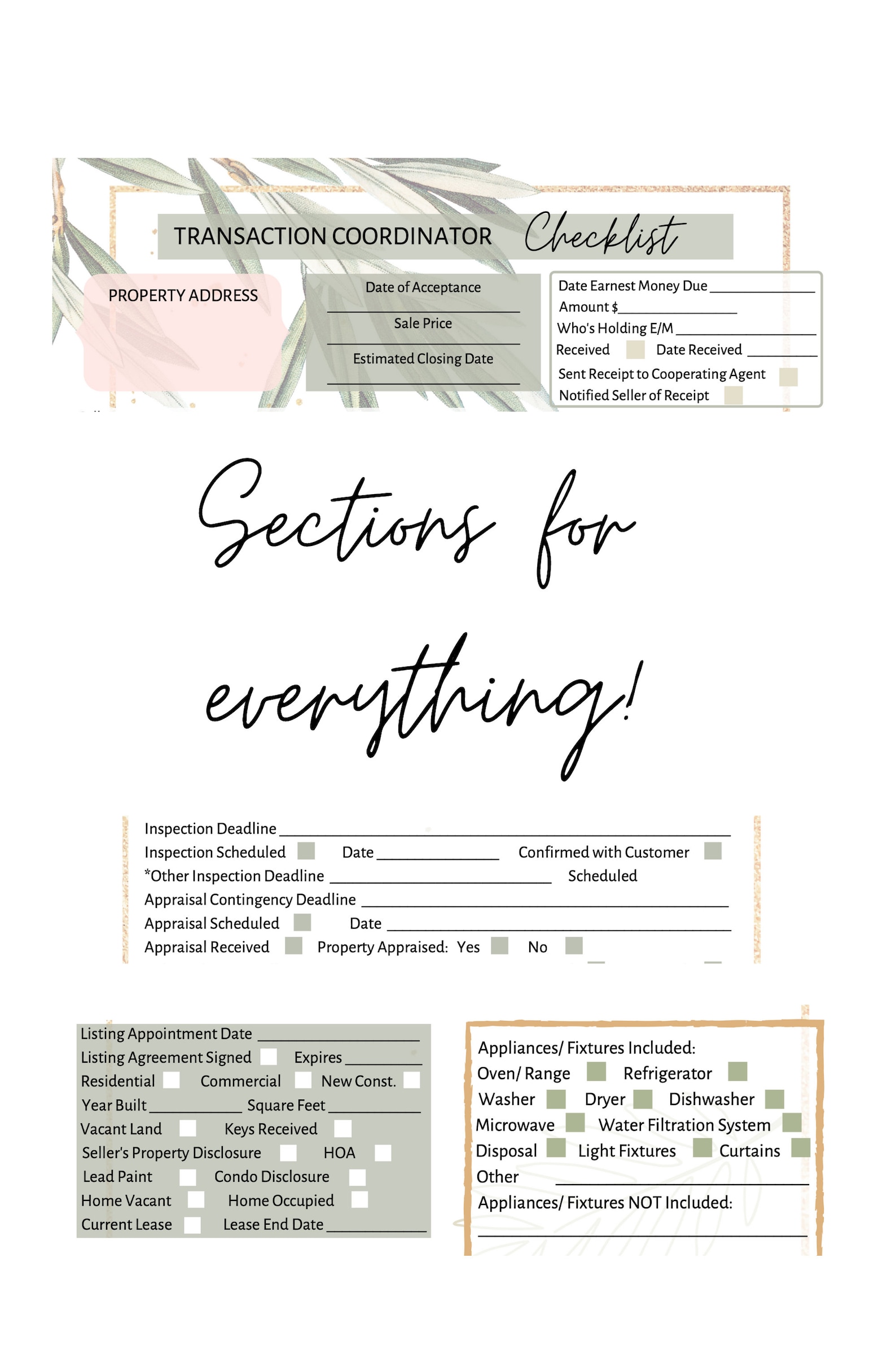 Transaction Coordinator Checklists - Etsy