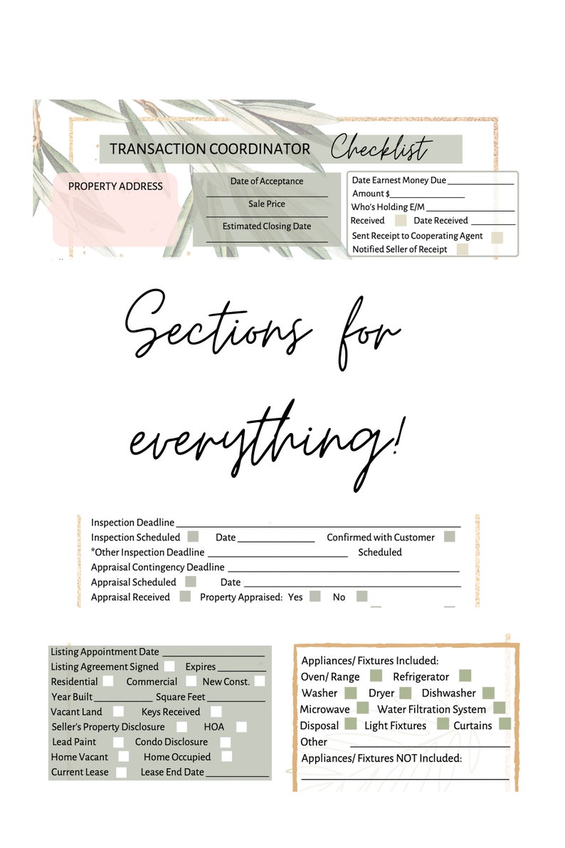 Transaction Coordinator Checklists - Etsy