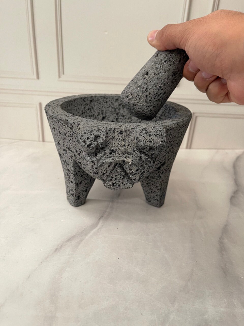 Beautiful Molcajete and Tejolote Made of Volcanic Stone With Wood Base ...