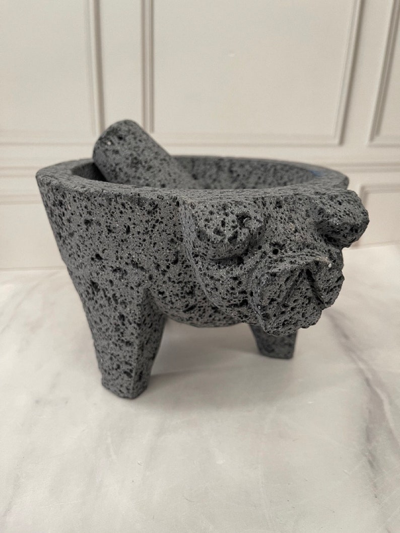 Beautiful Molcajete and Tejolote Made of Volcanic Stone With Wood Base ...