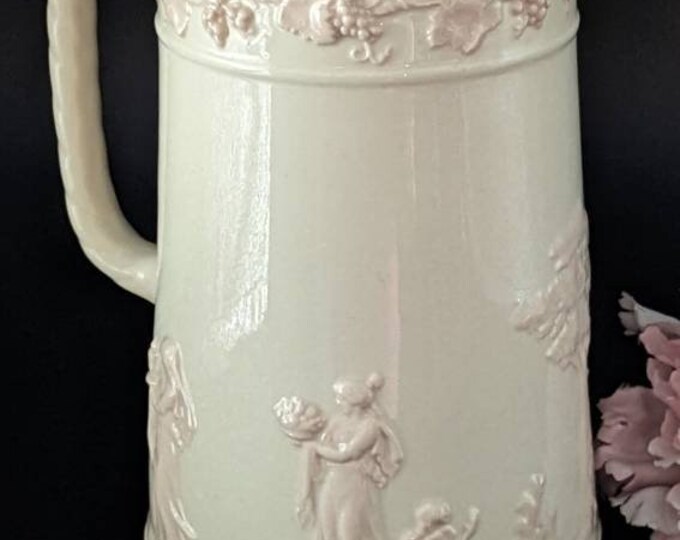 Mid Century Wedgwood Style Pink on Cream Trojan Jug Pitcher Queensware ...