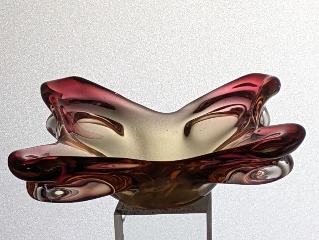 Vintage MCM Czech Art Glass/ Chřibská Glassworks Style Art Glass Pink ...