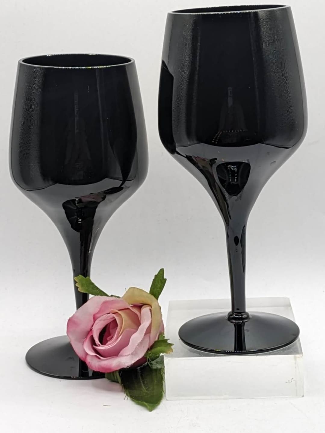 1971-73 Morgantown Vision Ebony/black Glass Water Goblets Set of 2 ...