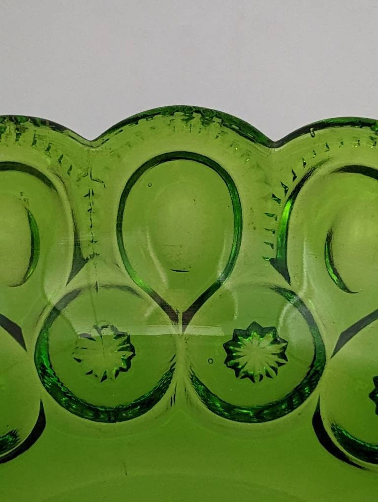 1960-70S Mid Century LE Smith Moon & Stars Green Glass 7 - Etsy