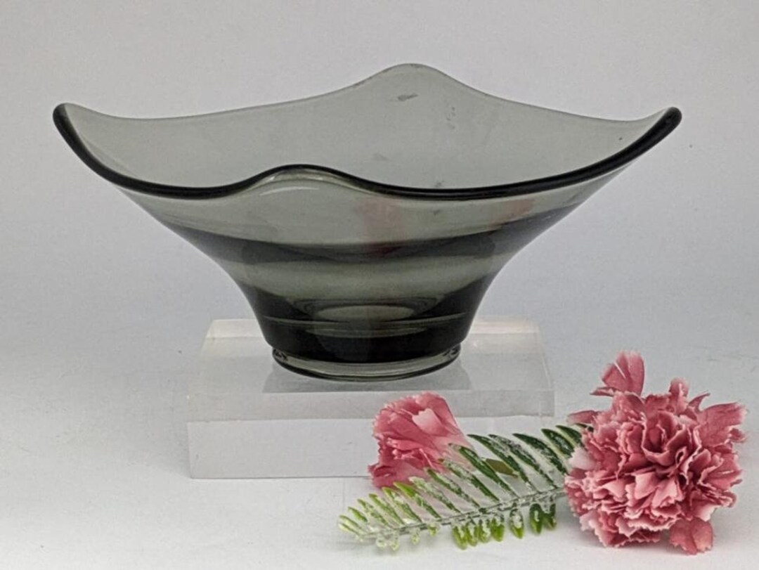 1960 MCM Viking Art Glass 6 Square Charcoal/smoke Gray - Etsy