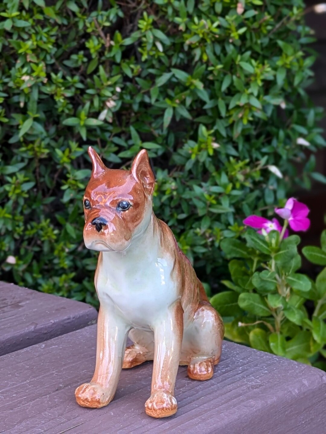 Vintage Boxer Dog Sitting Porcelain Ceramic Glazed Figurine - Etsy