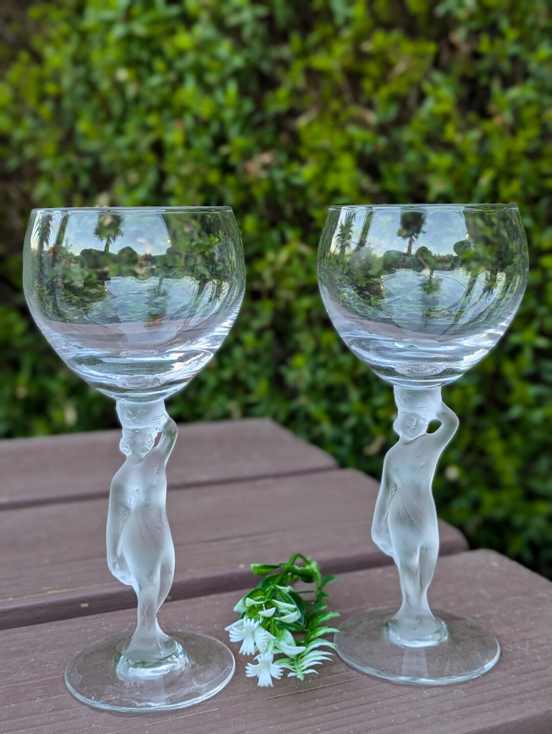 Vintage Bayel Bacchante Frosted Figural Stem French Crystal Claret Wine ...