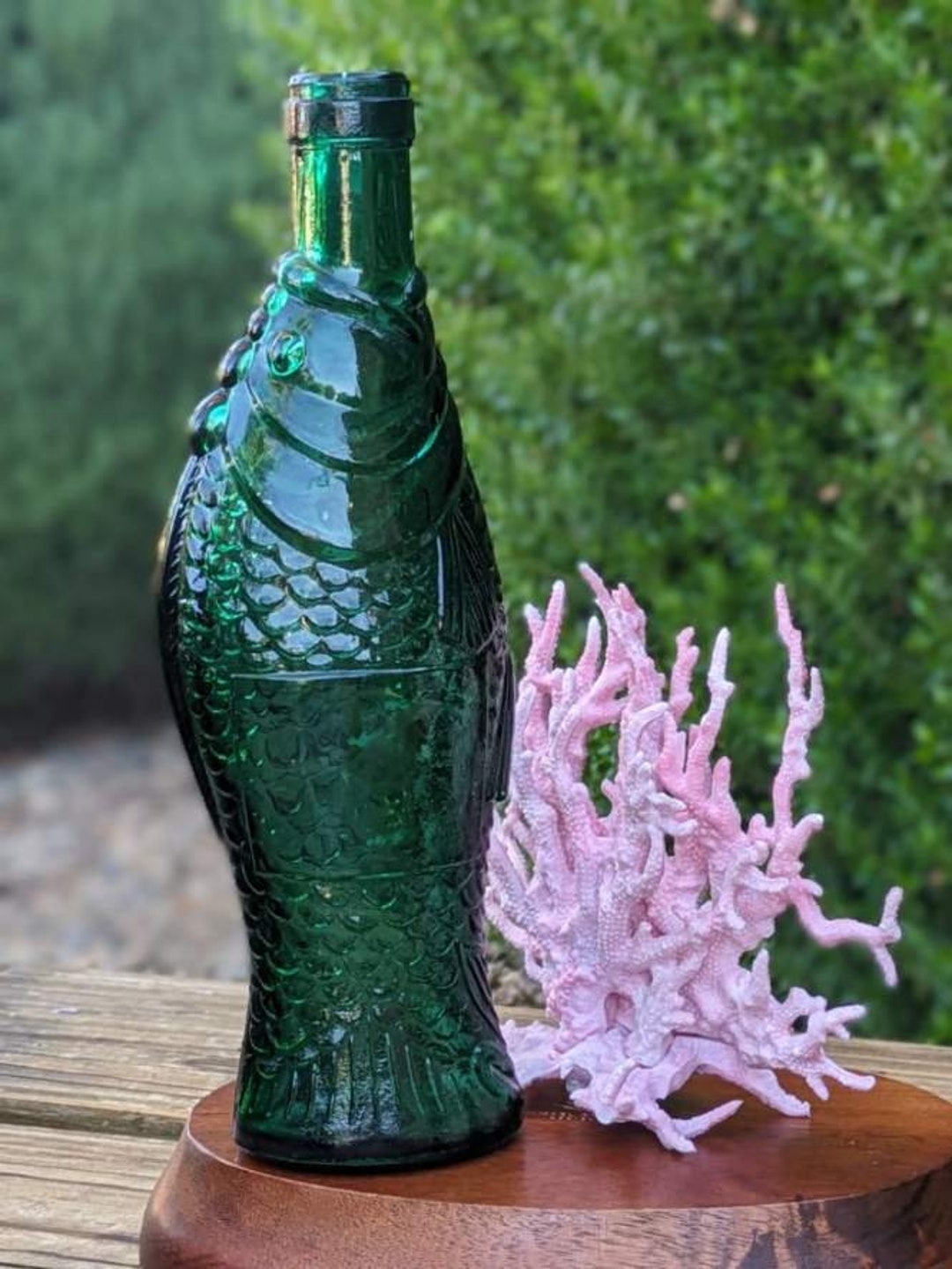 Vintrge Pressed Glass Emerald Green Fish Bottle Made in - Etsy