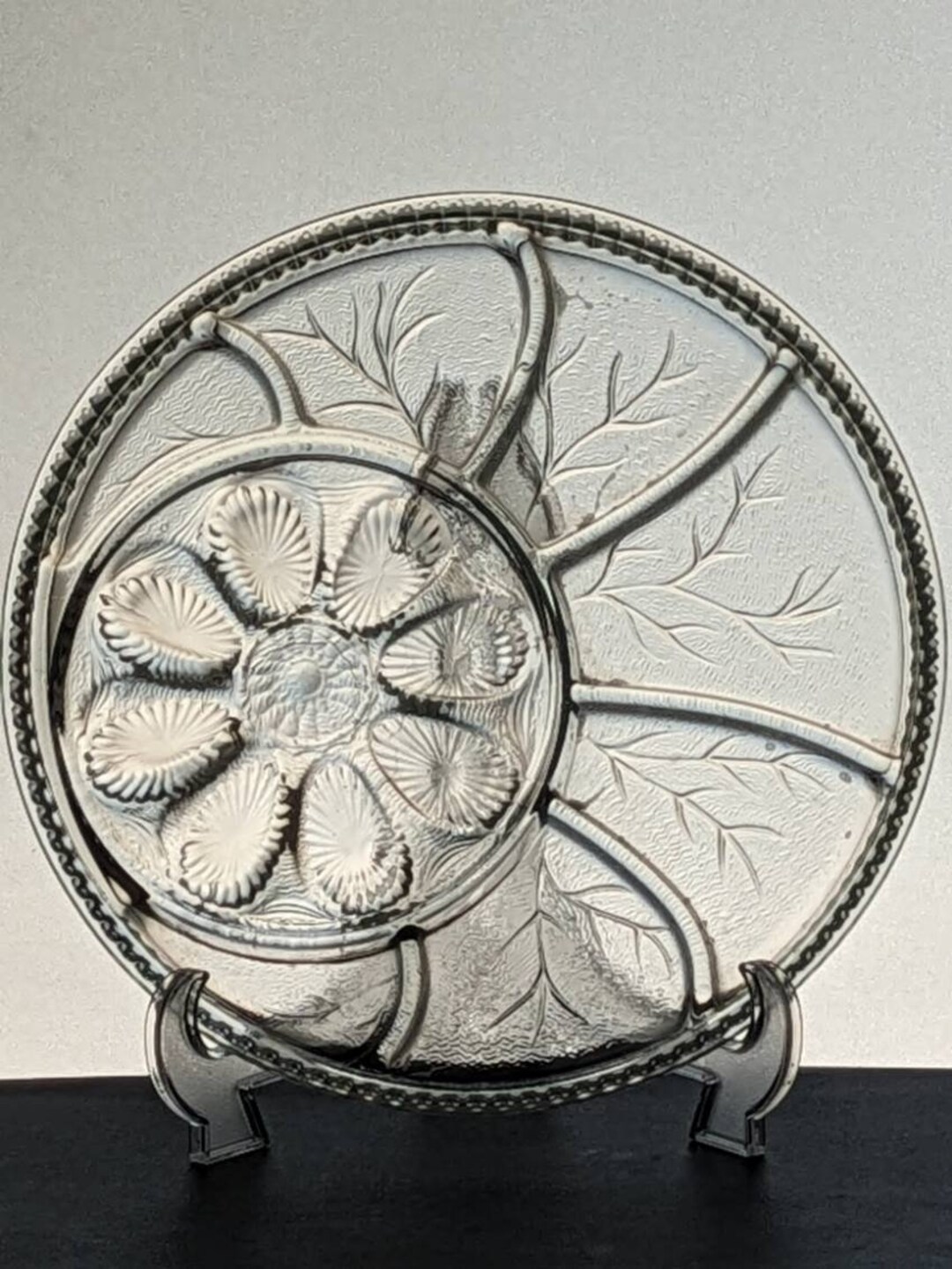 1960S-70S Indiana Glass Tree of Life Party Platter 13" Clear Glass ...