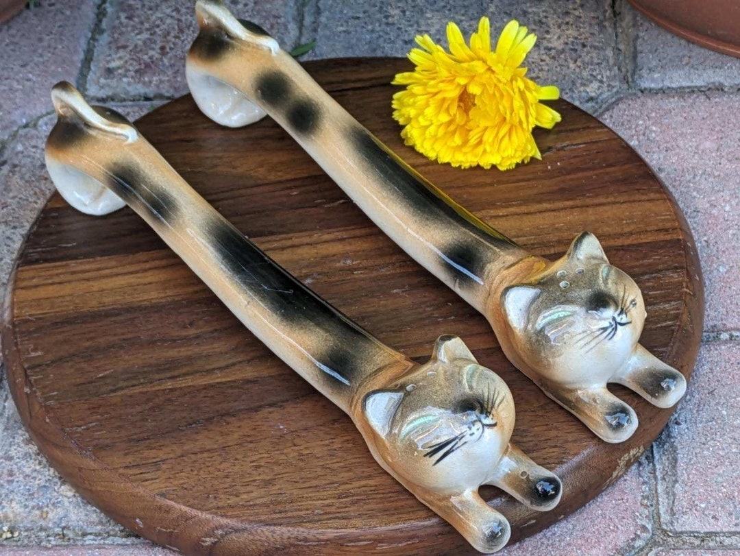 Anthropomorphic MCM Long Boy Calico Cats Salt & Pepper Shaker Set ...