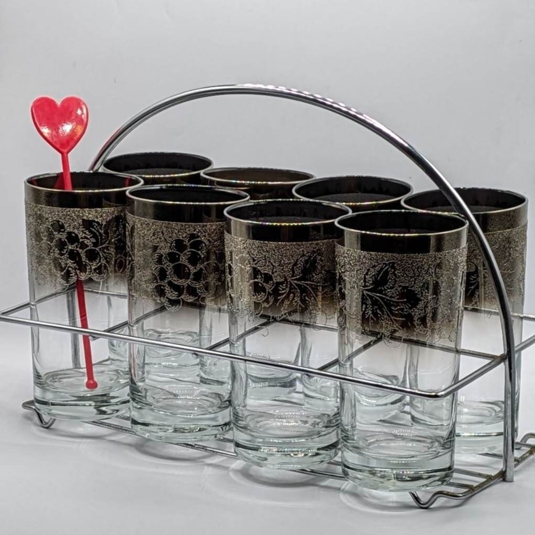 1940S-60S Vitreon Queens Lusterware Silver Fade Ombre Textured Grape ...