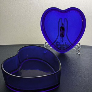 1980-90S Summit Art Glass Cobalt Blue Covered Heart Box-lidded Dish ...