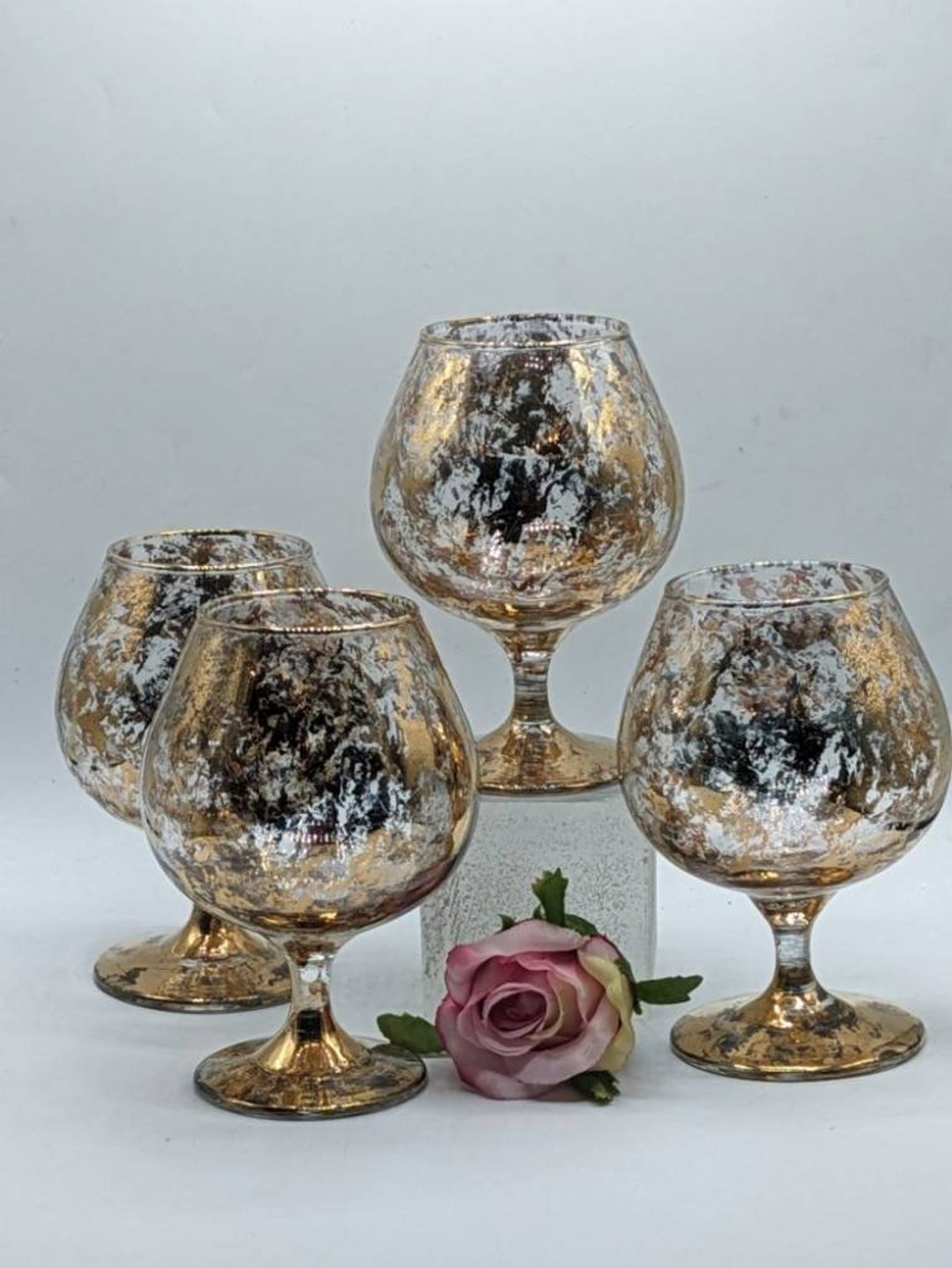 1950S-60S Libbey 22K Gold Splatter/speckled Brandy Snifters Set of 4 ...