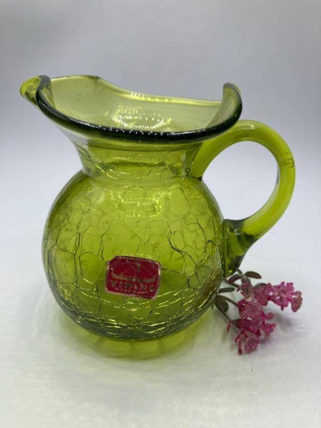 1960 Viking Green Epic Crackle Glass Mini Pitcher/blown Art MCM ...