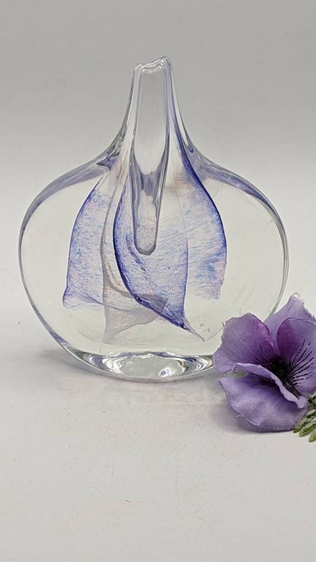 VTG Michael Harris Design Art Glass Purple & White Swirl Clear Lollipop ...