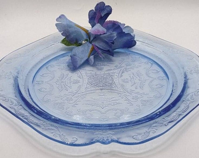 Rare 1930 Federal Glass Madonna Blue Madrid Single 10.5" Dinner Plate ...