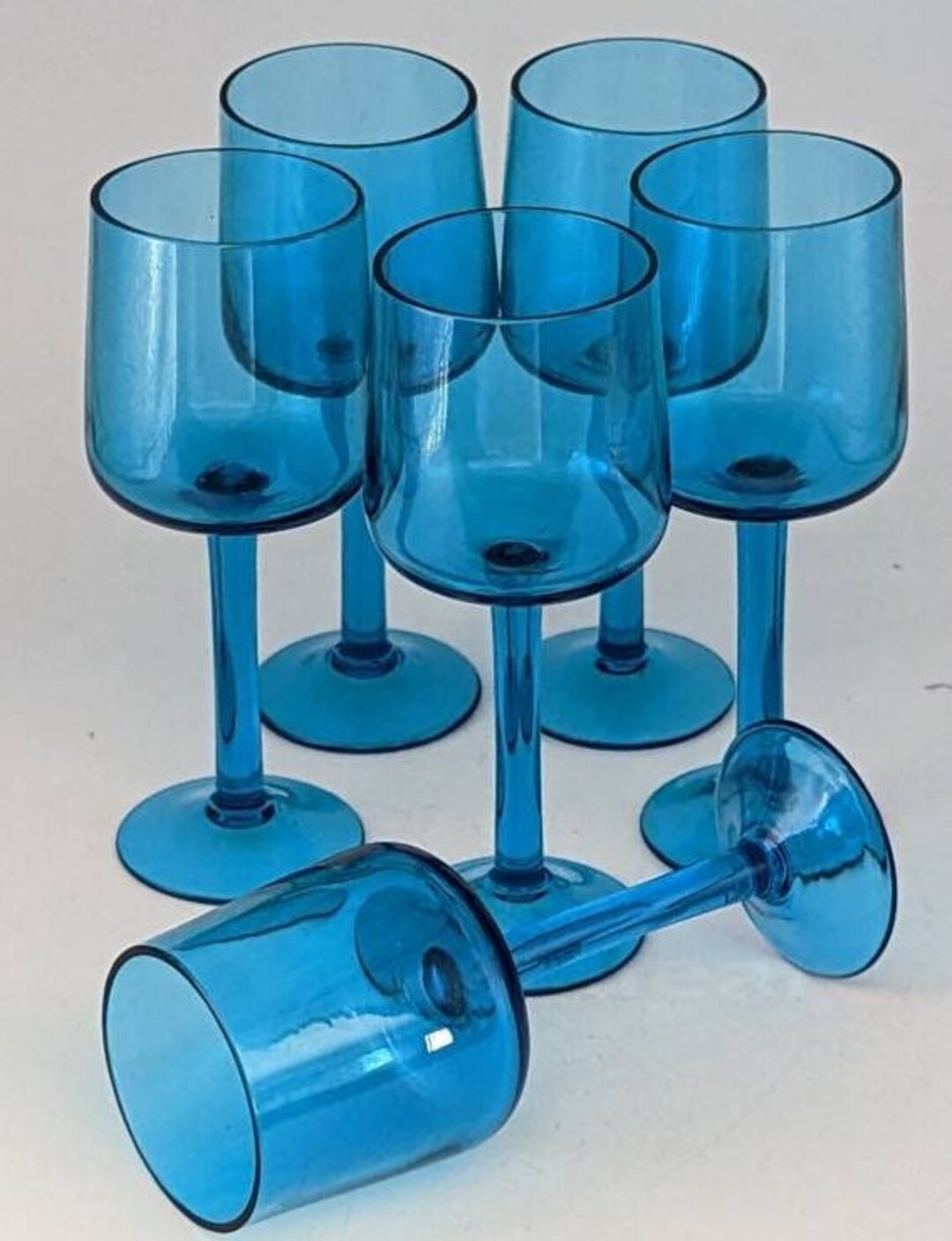 Vintage 6 Mid-century Mini Empoli Italian Aqua Blue/turquoise Blue ...