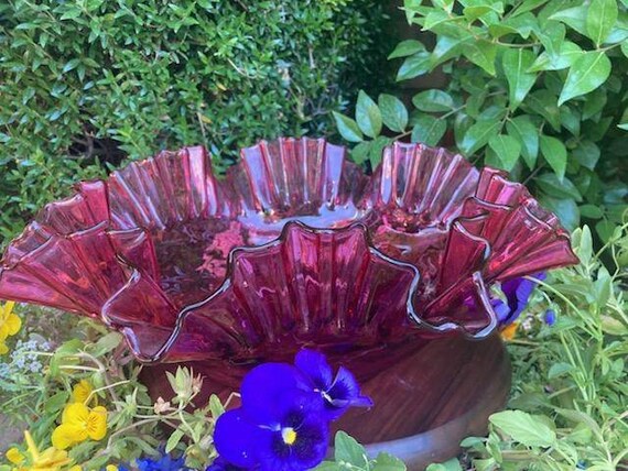 1942-1948 Rare Fenton 13 Round Bowl Diamond Optic Ruby - Etsy