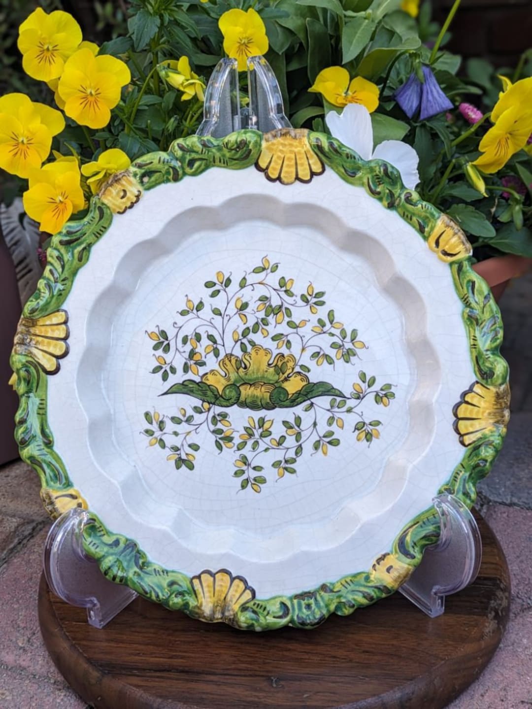 Vintage Italian Majolica Signed Meiselman-e,l 30 Italy Yellow Flowers ...