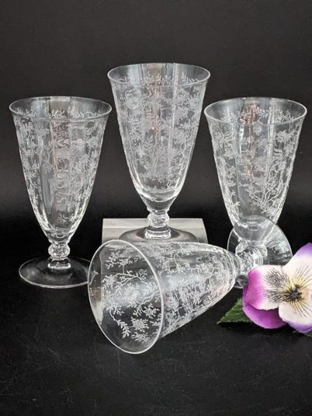 1940S-50S Fostoria Chintz etched Floral Optic Paneled - Etsy