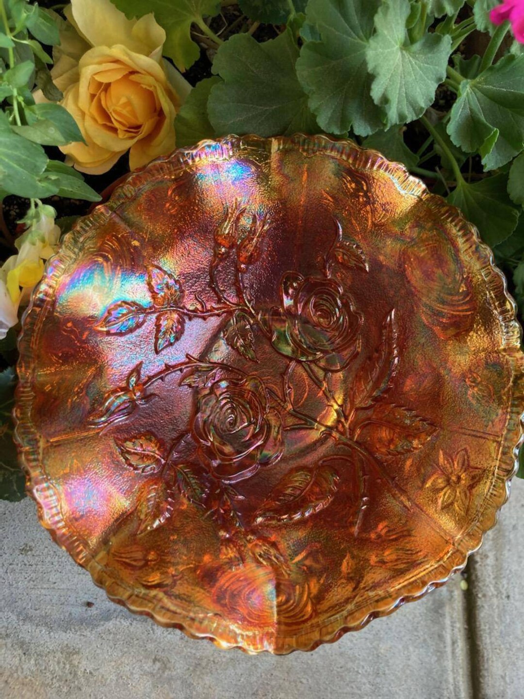 1910-20 Imperial Glass Rose Lusterware-open Rose Crimped - Etsy