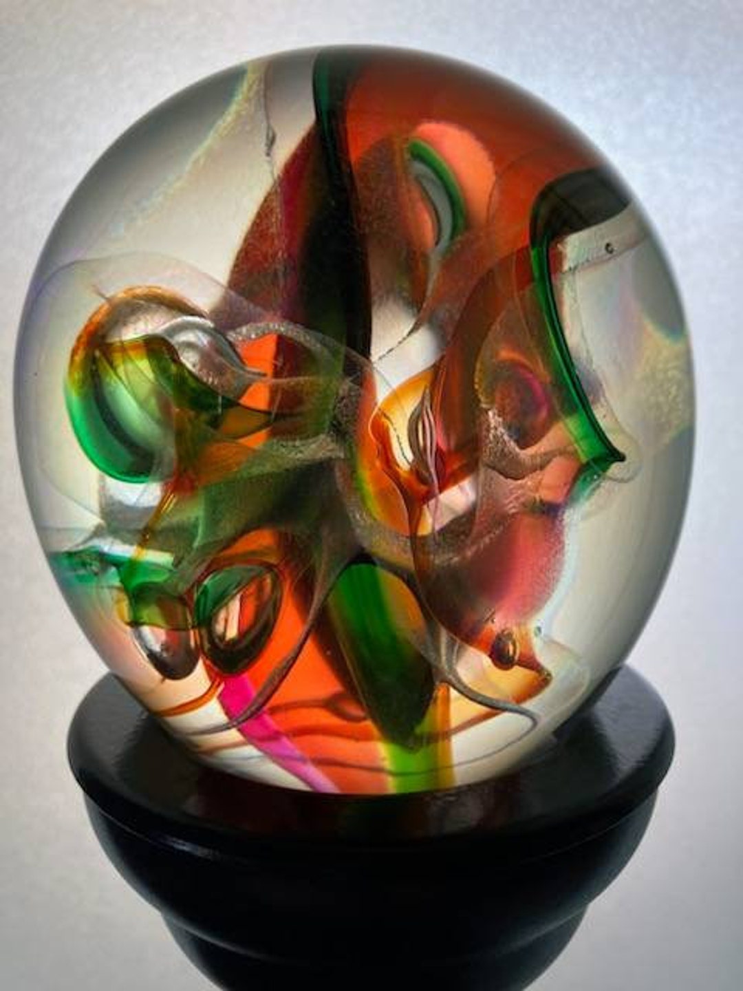 1987 Robert W. Stephan Art Glass Rainbow Iridescent Ribbon - Etsy