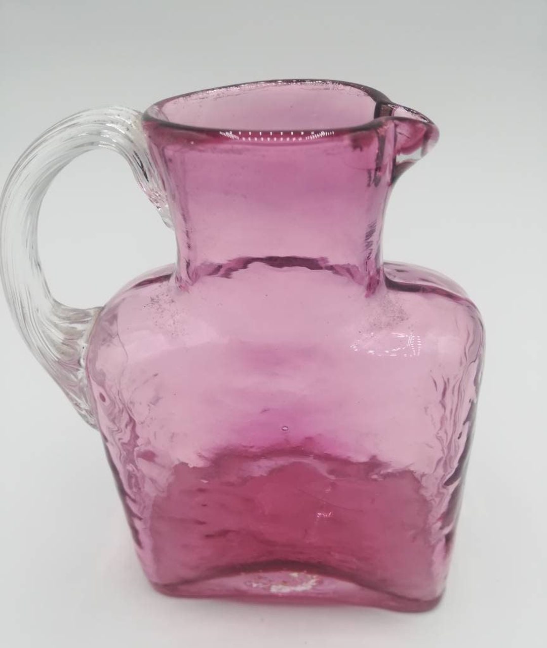 1960 Pilgrim 4" Jamestown Cranberry 5 Oz. Pitcher Hand Blown Clear ...