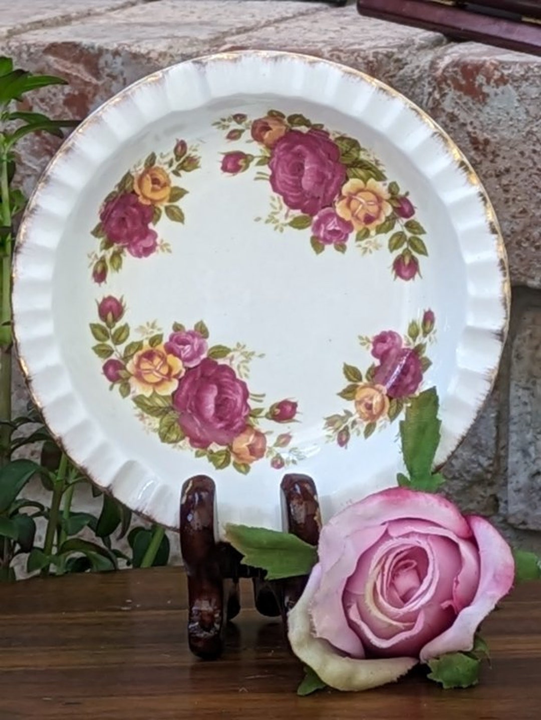 Vintage Fine Bone China Cottage Rose Ashtray Made in Taiwan/royal ...