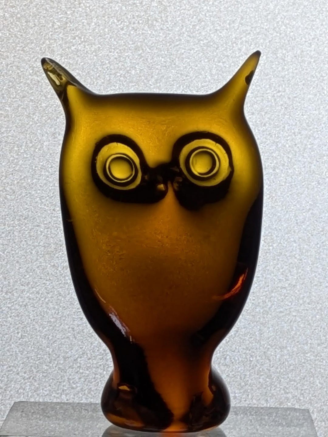 Vintage Rainbow Amber Art Glass Owl Hand Blown Mid Century Art Glass ...