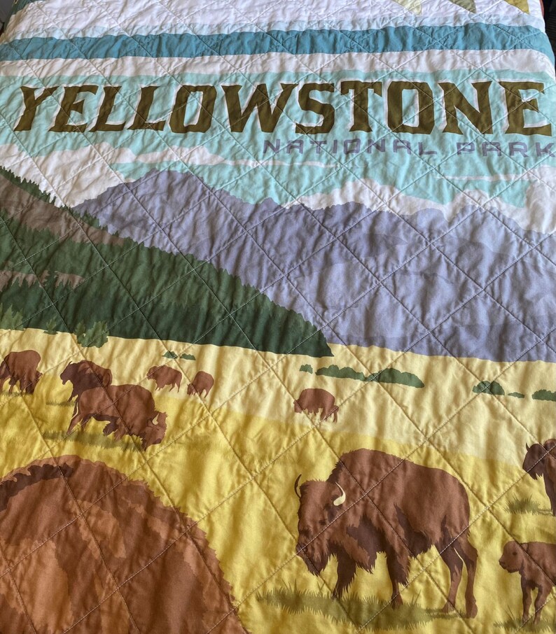 Yellowstone National Park Throw, Camping Quilt, National Park Quilt ...