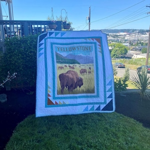 Yellowstone National Park Throw, Camping Quilt, National Park Quilt ...