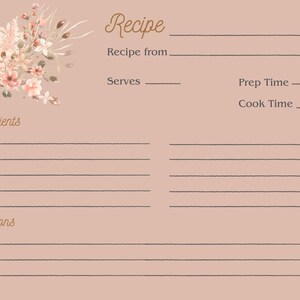 Floral Recipe Card - Etsy