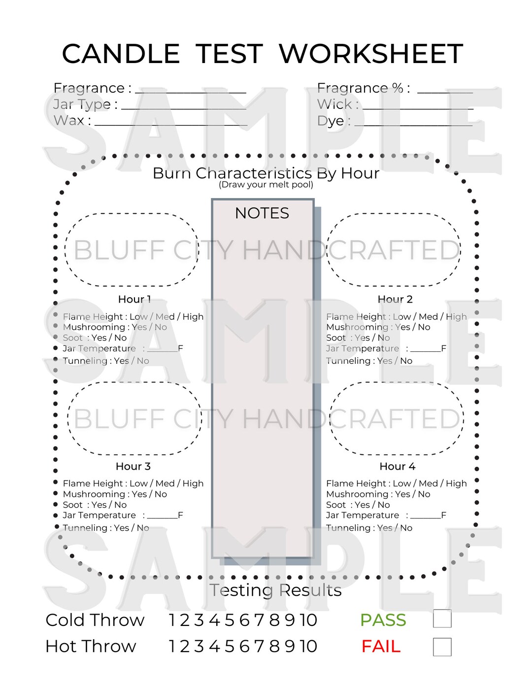 Candle Maker Testing Worksheet for Oval Candles Keep Track - Etsy