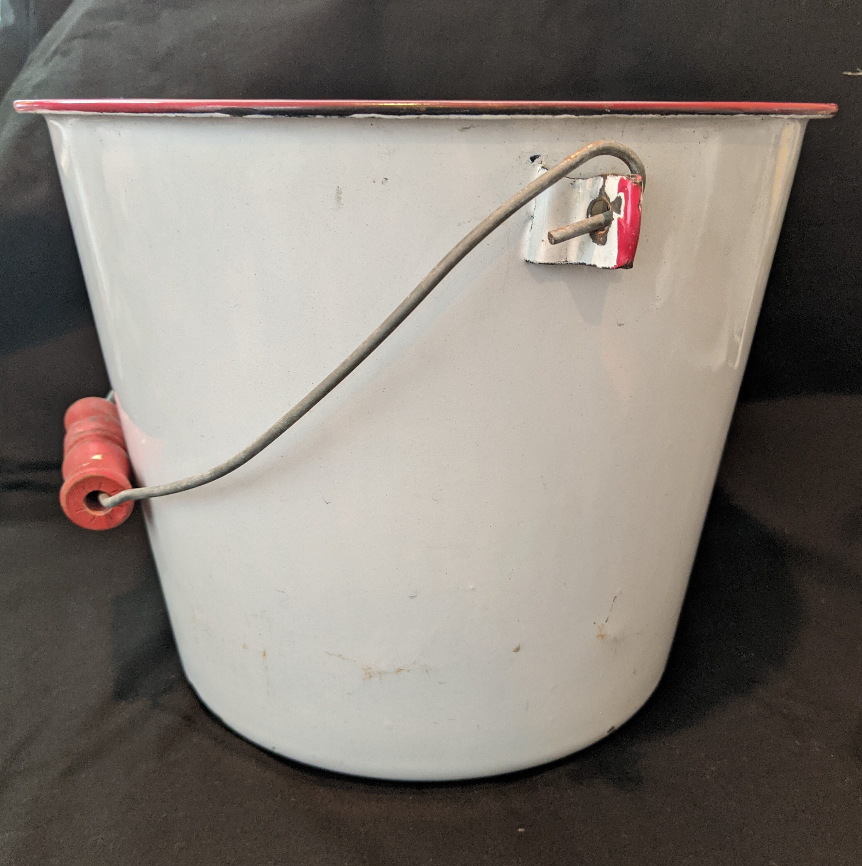 Enamelware Pail With Wooden Handle - Etsy