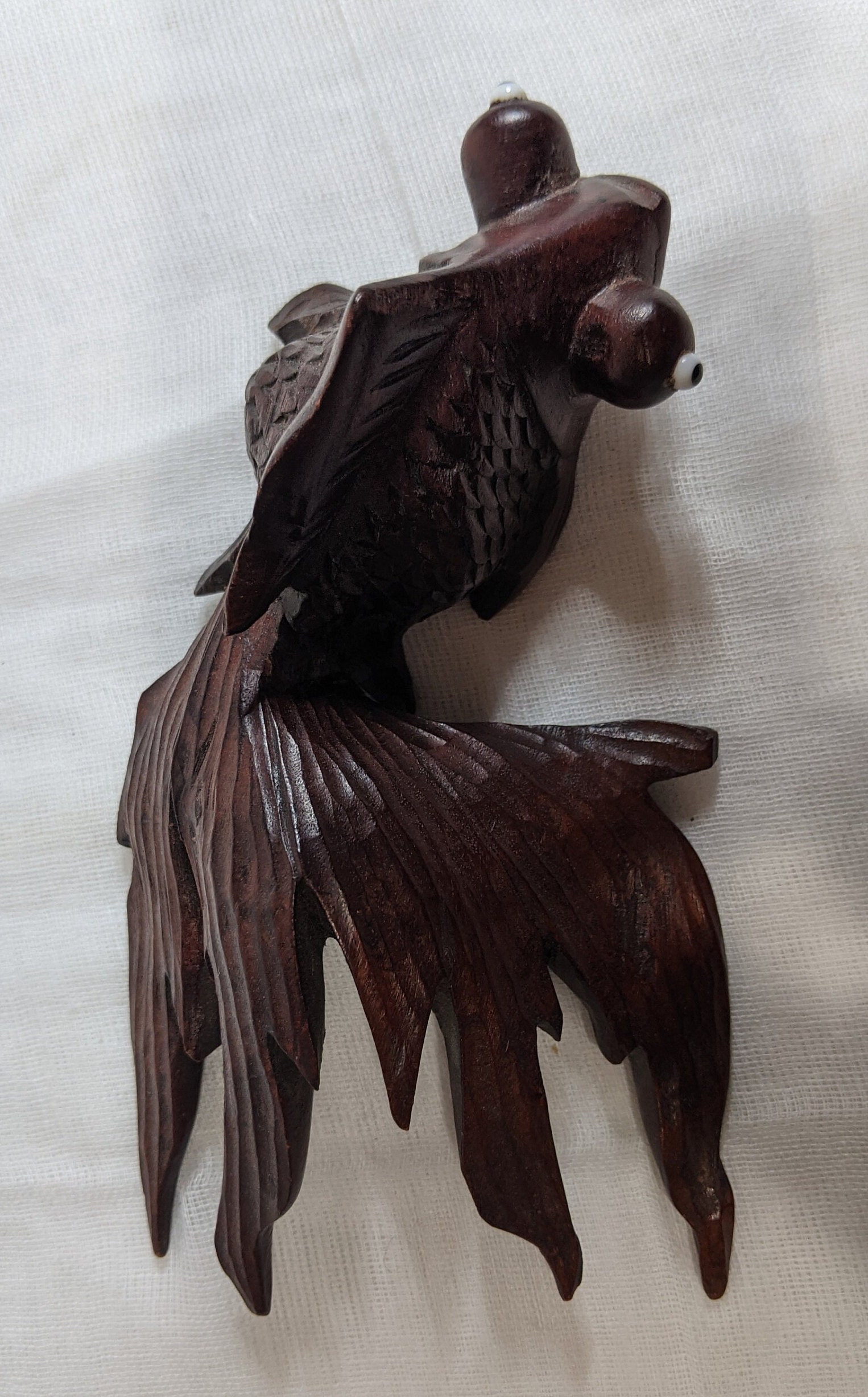 Hand Carved Rose Wood Asian Koi Fish Figurine - Etsy