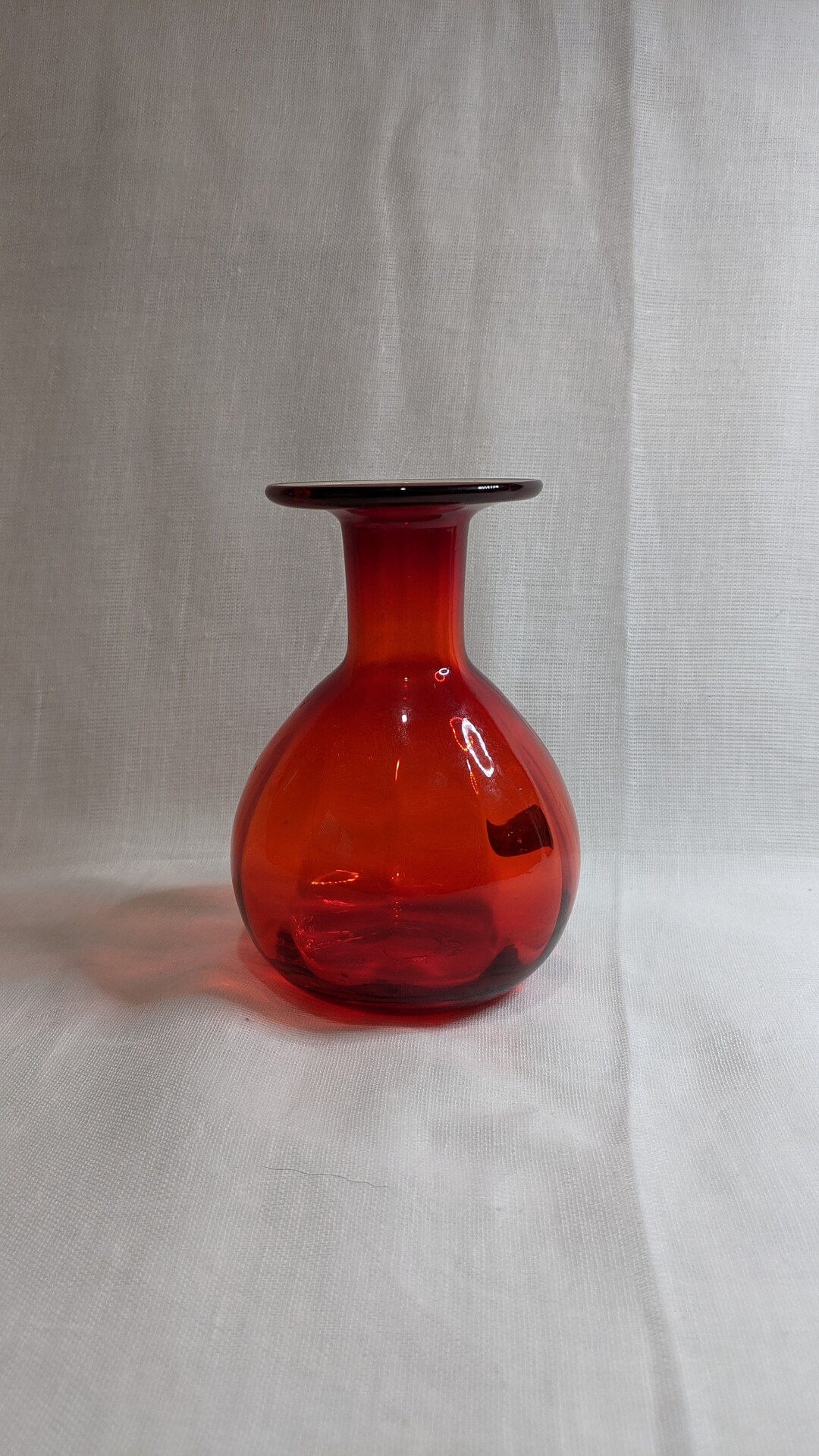 Hand Blown Fire Red Art Glass Bud Vase Rainbow, USA 4.75" - Etsy