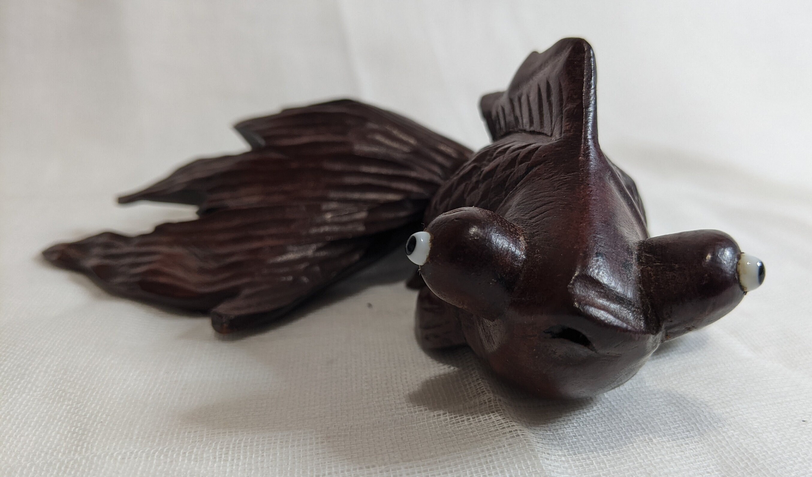 Hand Carved Rose Wood Asian Koi Fish Figurine - Etsy