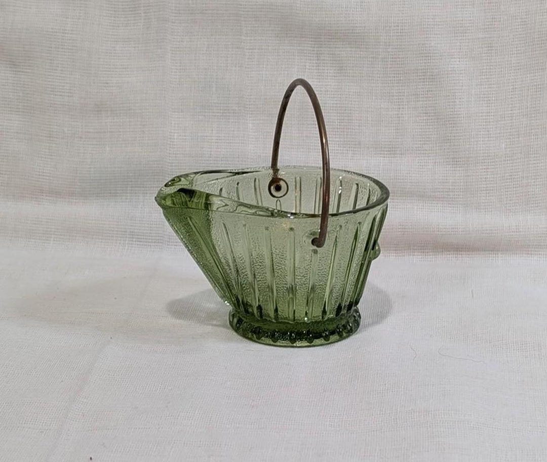 Green Glass Coal Hod Scuttle Bucket Ashtray - Etsy