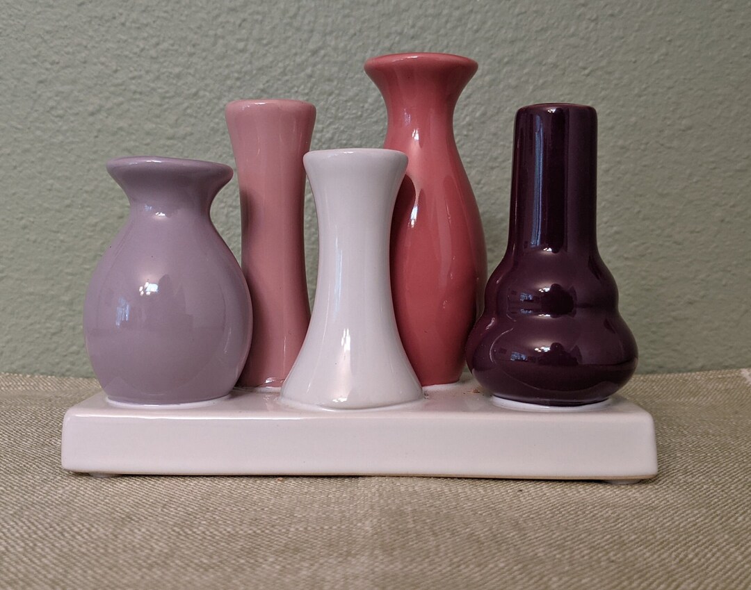 Cluster of Mini Ceramic Vases on Stand - Etsy