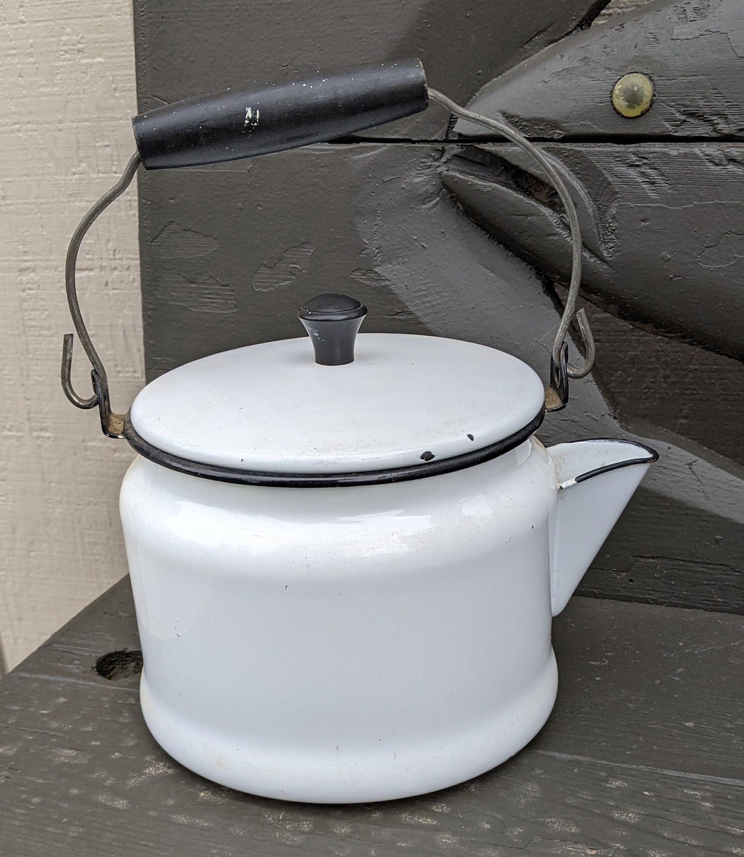 Enamelware Kettle With Lid - Etsy