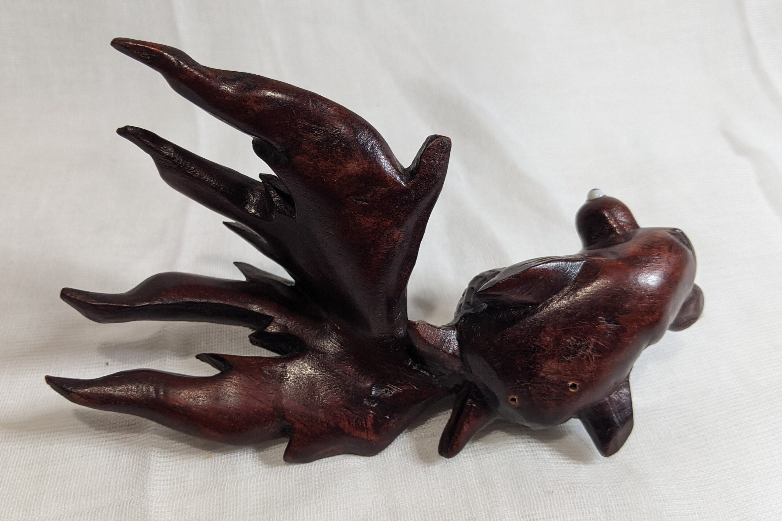 Hand Carved Rose Wood Asian Koi Fish Figurine - Etsy