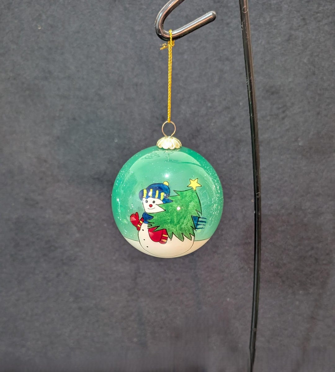 Li Bien Snowman Reverse Painted Hanging Ornament - Etsy