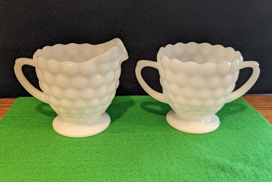 Anchor Hocking Milk Glass Bubble Pattern Cream and Sugar - Etsy