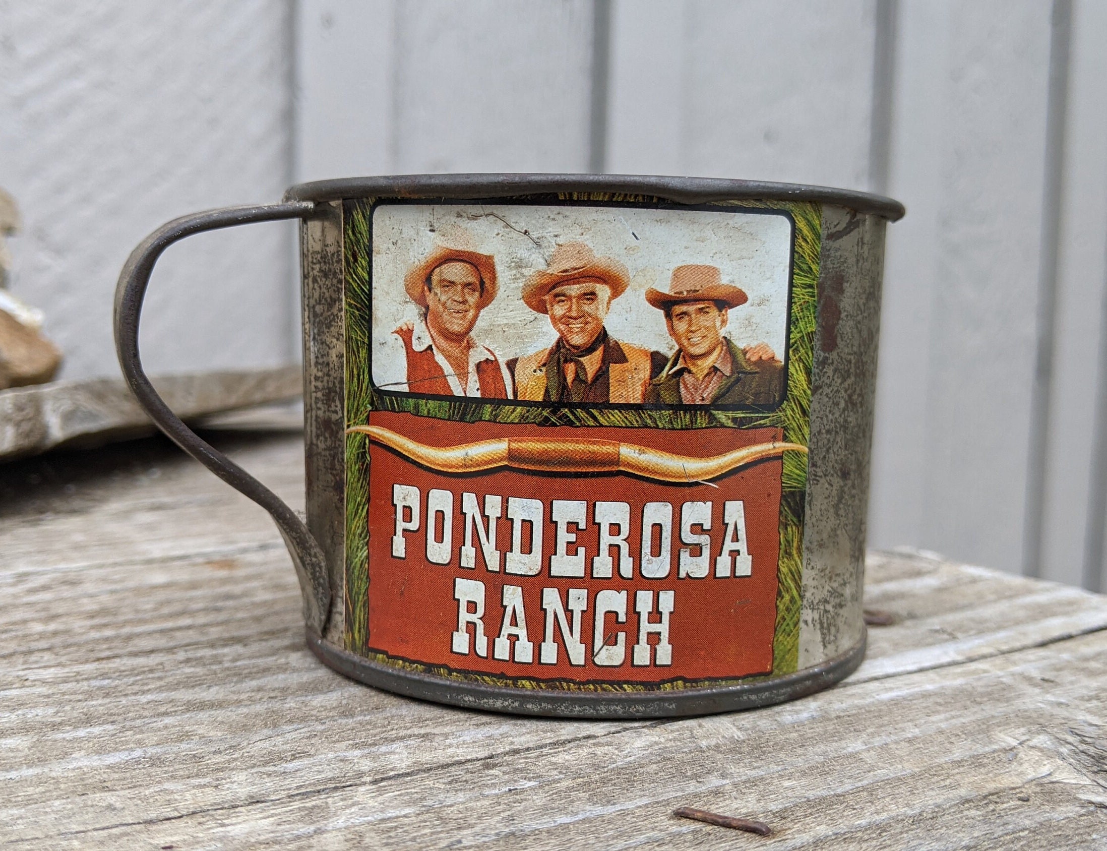 Souvenir Tin Cup Bonanza TV Series the Ponderosa Ranch Little Joe Hoss ...