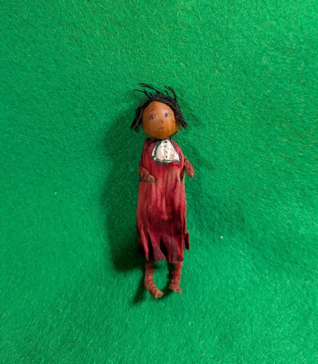 Rare Find Old Crepe Paper Doll With Hazelnut Head Pipe Cleaner Arms and ...
