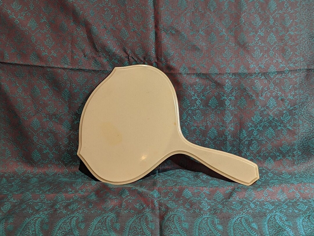 Celluloid Oval Hand Mirror With Beveled Glass and Beveled Scalloped ...