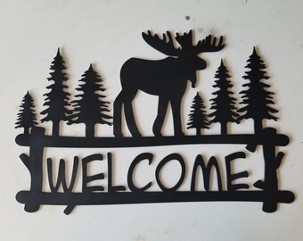 Moose Welcome Sign large Wood Cut Out Laser Cut - Etsy